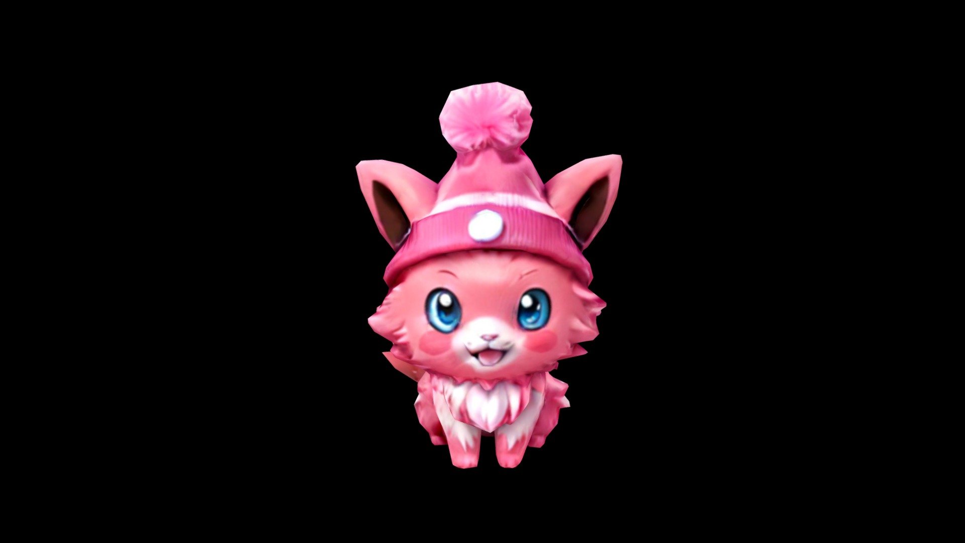 Pink Furred Digital Artwork with Large Blue Eyes - Download Free 3D ...