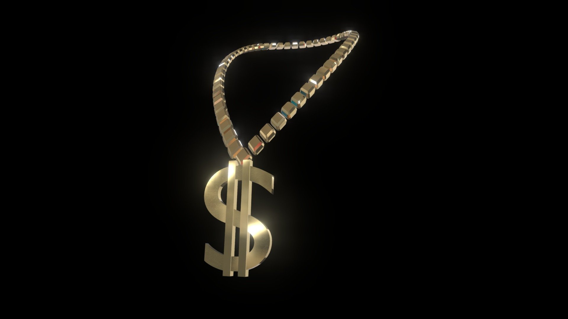 Gold Necklace Chain With Dollar - 3D model by FightyFox [5fa6ead ...
