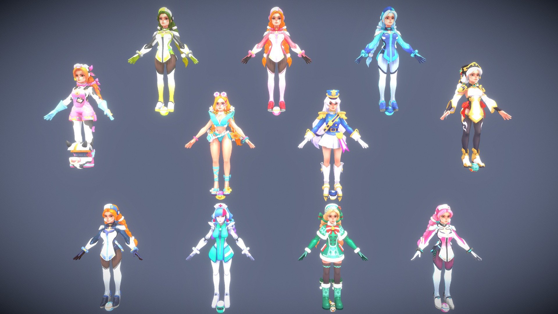 kawaii girls pack - Buy Royalty Free 3D model by Luna Studio ...
