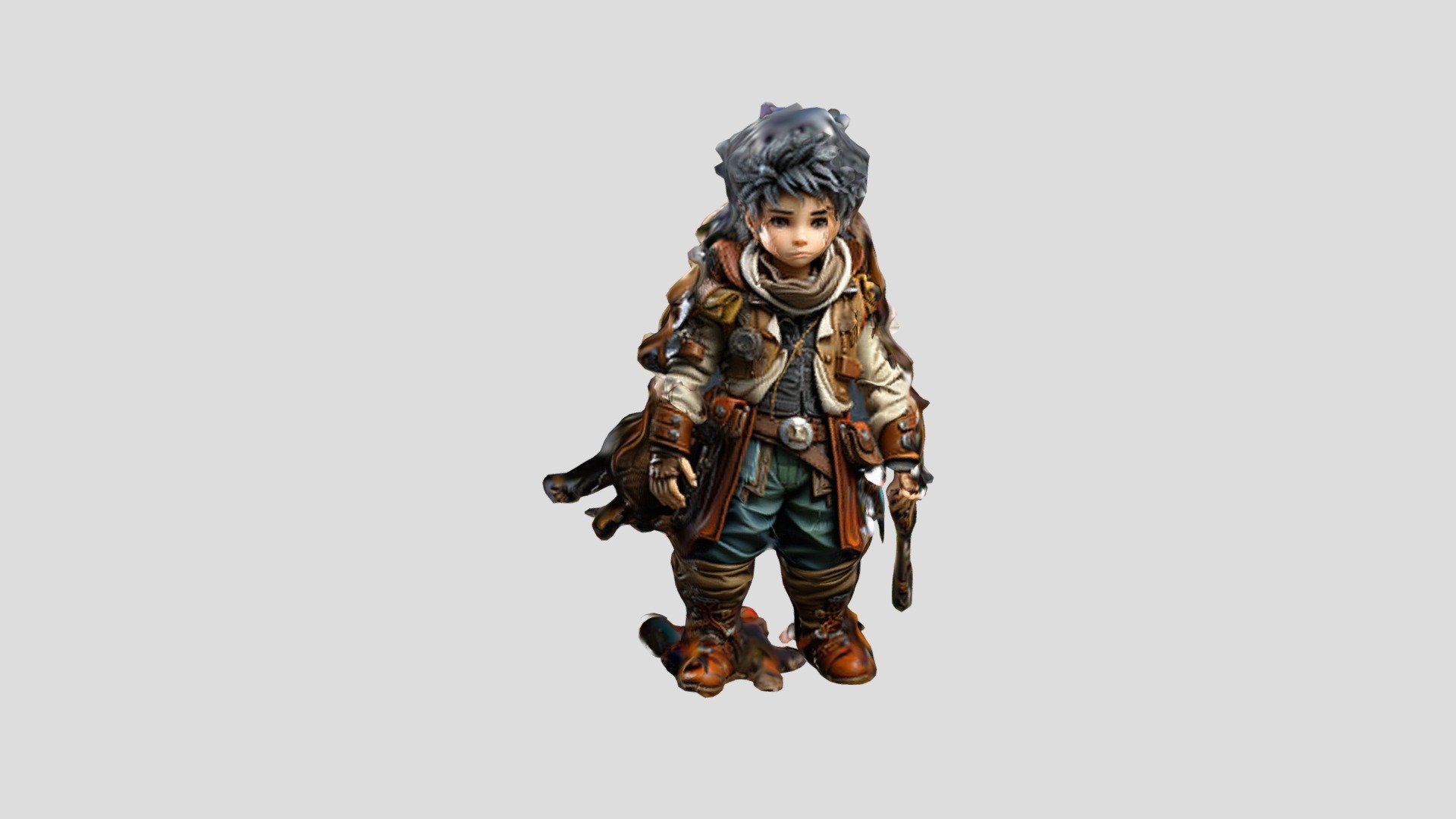 A boy dressed in a leather jacket and brown boo - Download Free 3D ...