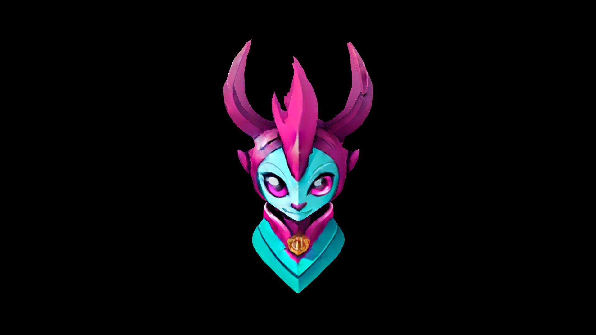 A cartoon creature with pink horns, blue skin, a - Download Free 3D ...
