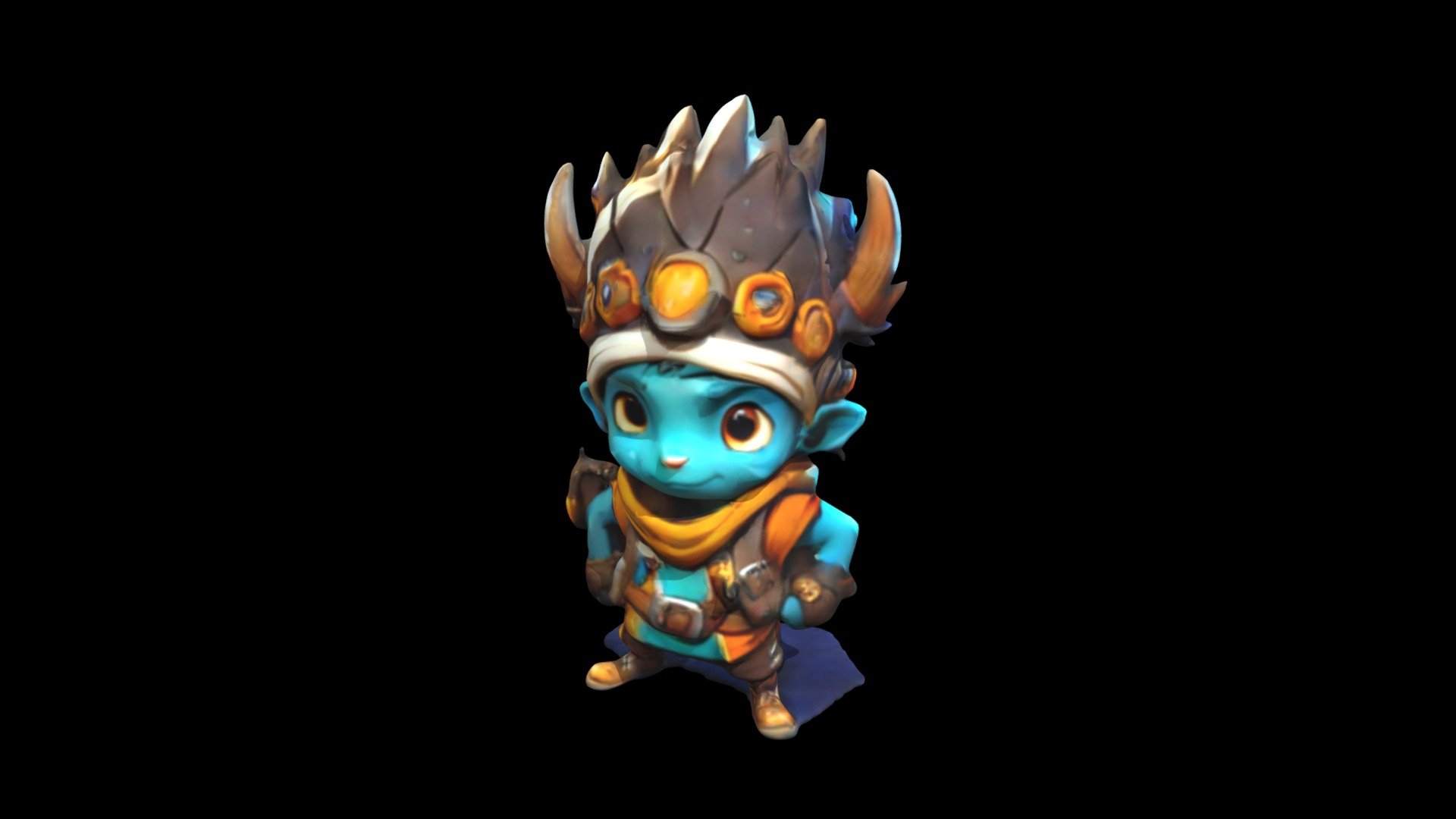 a blue cartoon character with horns on his he - Download Free 3D model ...