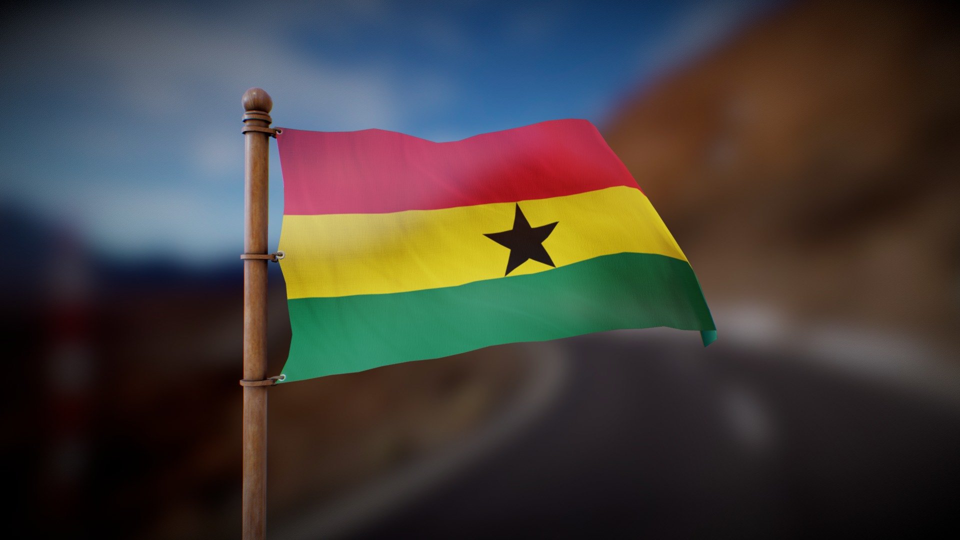 Flag of Ghana - Wind Animated Loop - Buy Royalty Free 3D model by ...