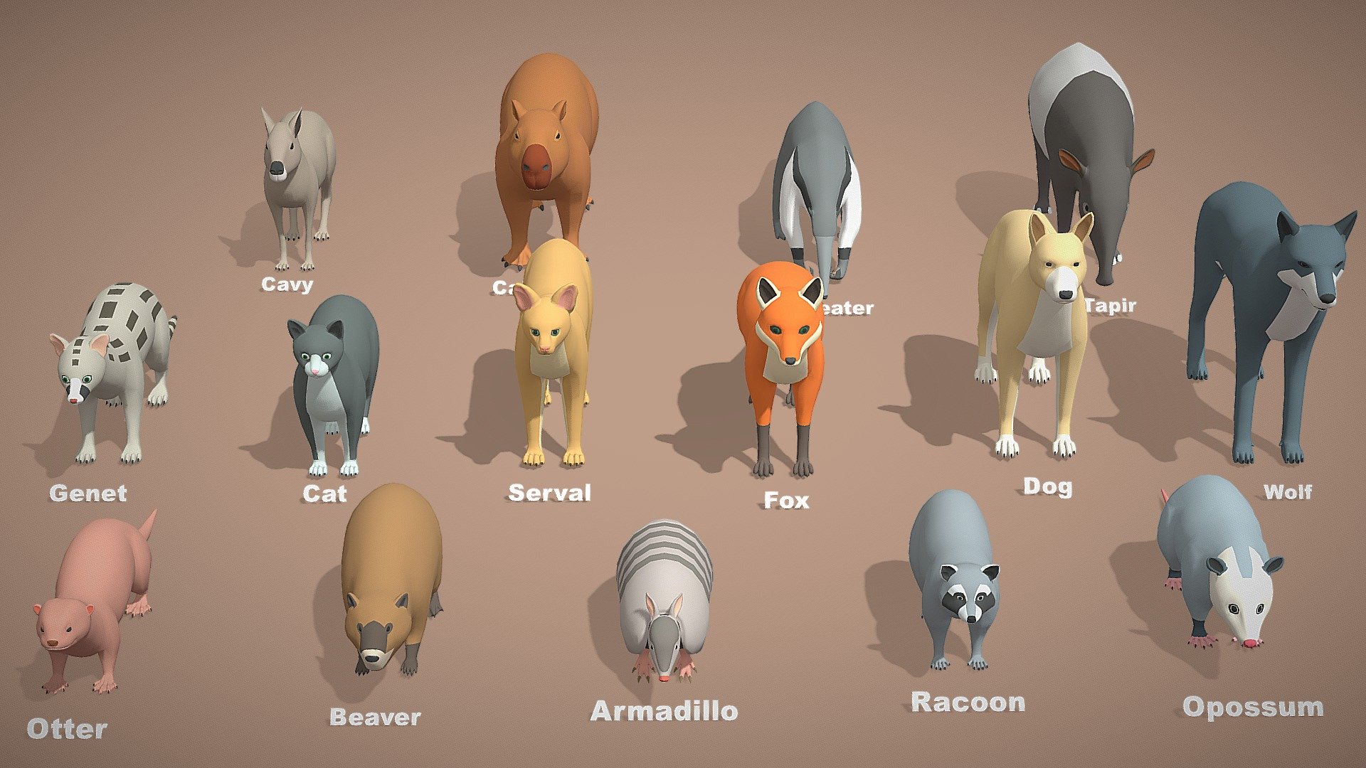 Aniamals Pack - Medium Beasts - 3D model by PolyOne Studio (@polyone ...
