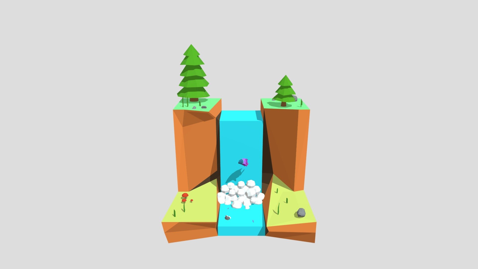 Low-poly-waterfall - 3D model by skardanaario [5fed040] - Sketchfab