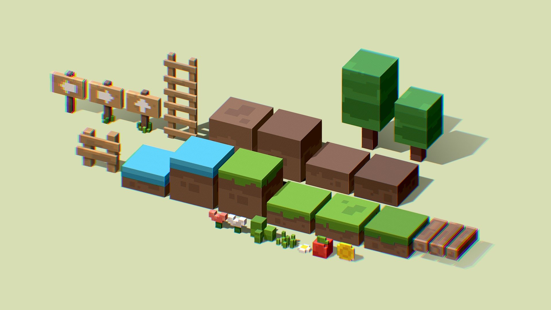 FOREST ISOMETRIC VOXEL ASSETS (OBJ OPTIMIZED) - Buy Royalty Free 3D ...