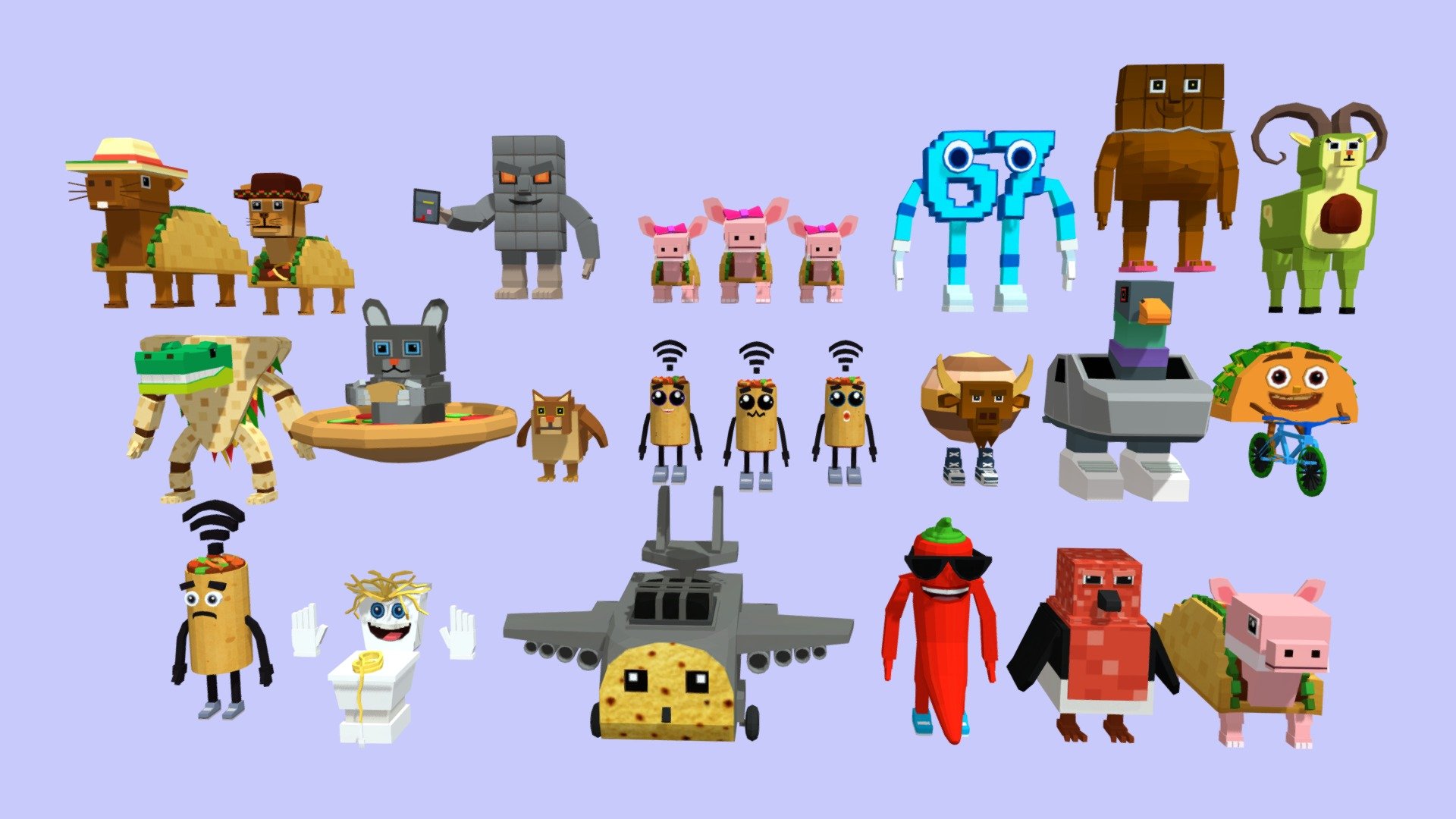 Steal A Brainrot Characters Animated Low-Poly 5 - 3D model by KAG3D ...