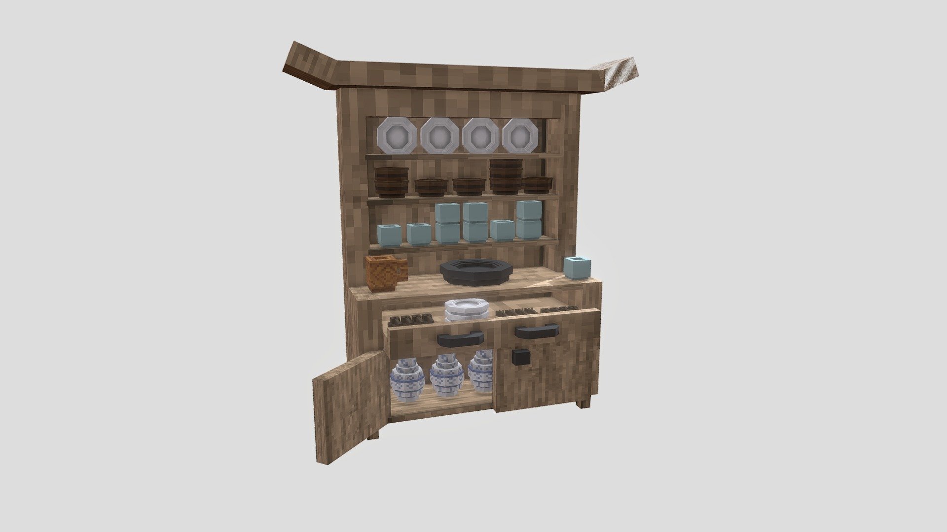 Chinese Kitchen Cabinet - 3D model by Lichzar [602e51a] - Sketchfab