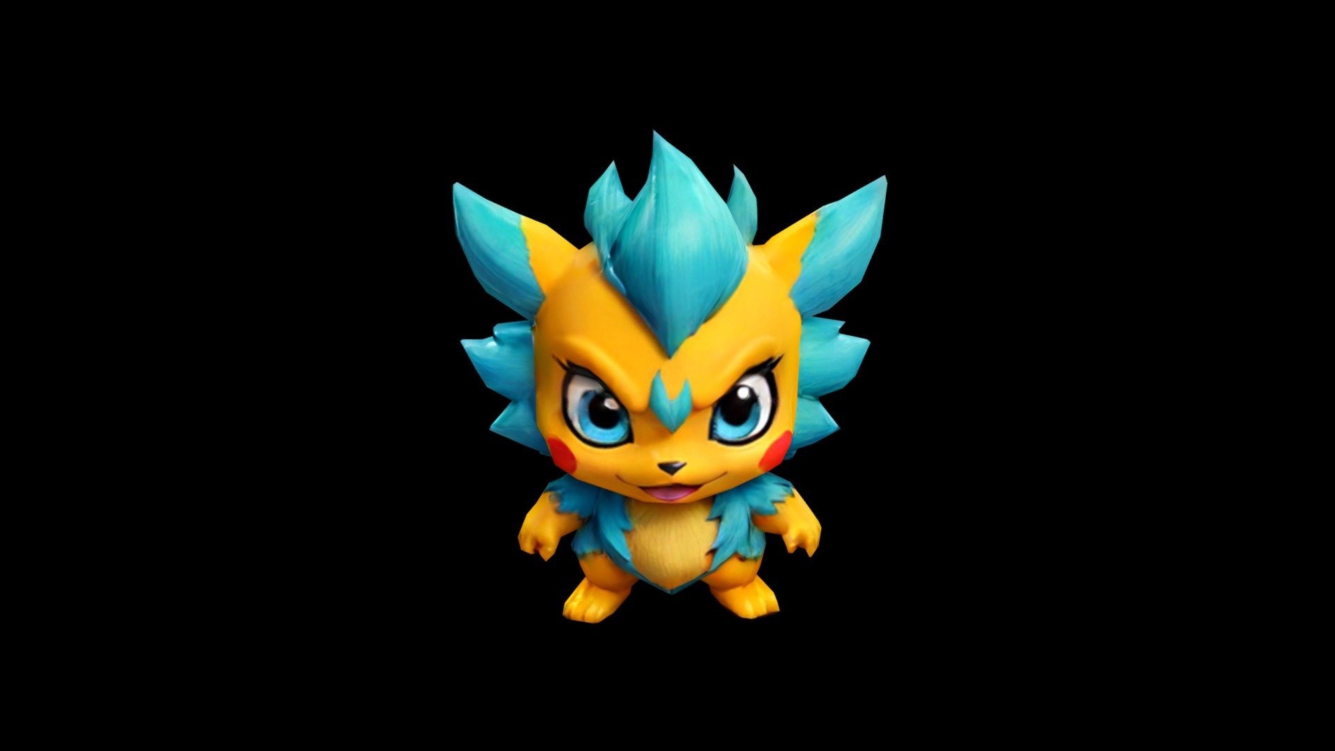 Electric Blue Toy Organism A Playful Gesture in - Download Free 3D ...