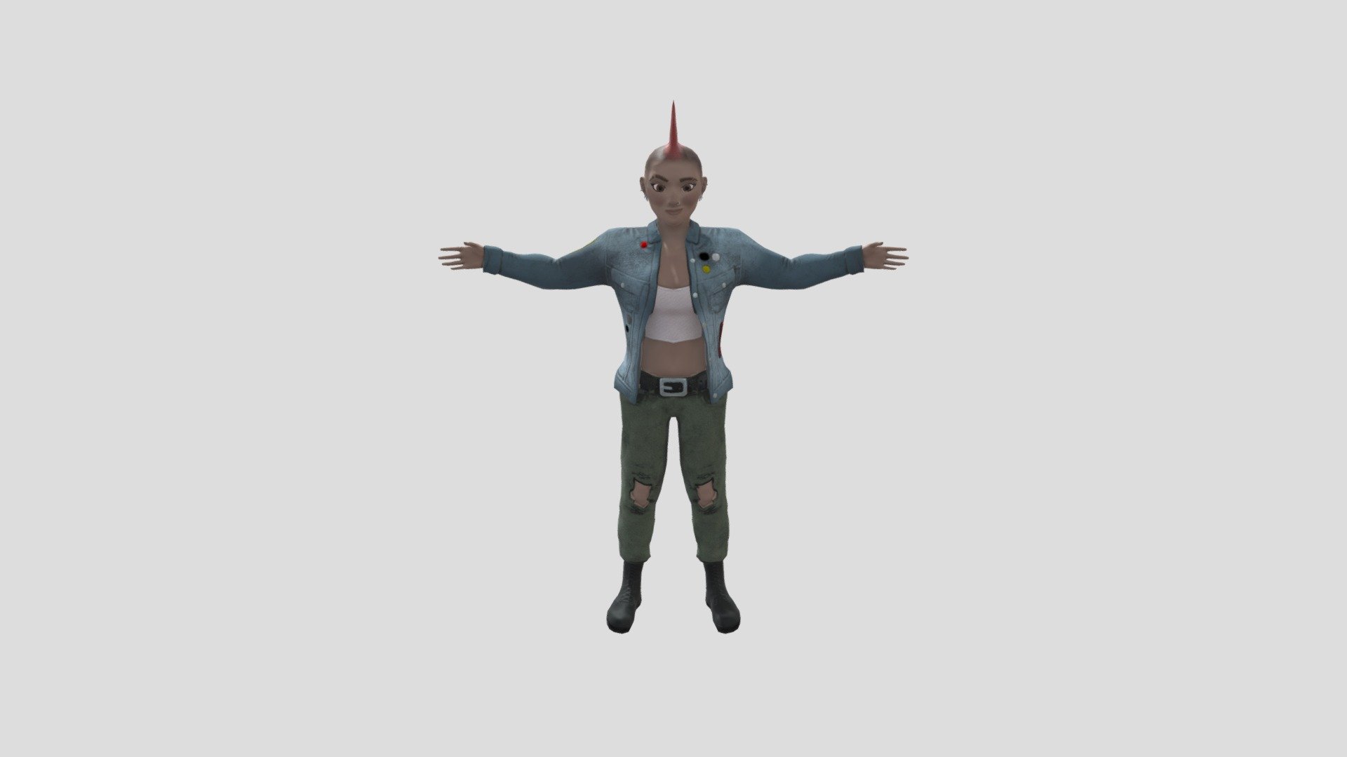 Textured Punk Girl - 3D model by ewynkoop16 [603a9b1] - Sketchfab