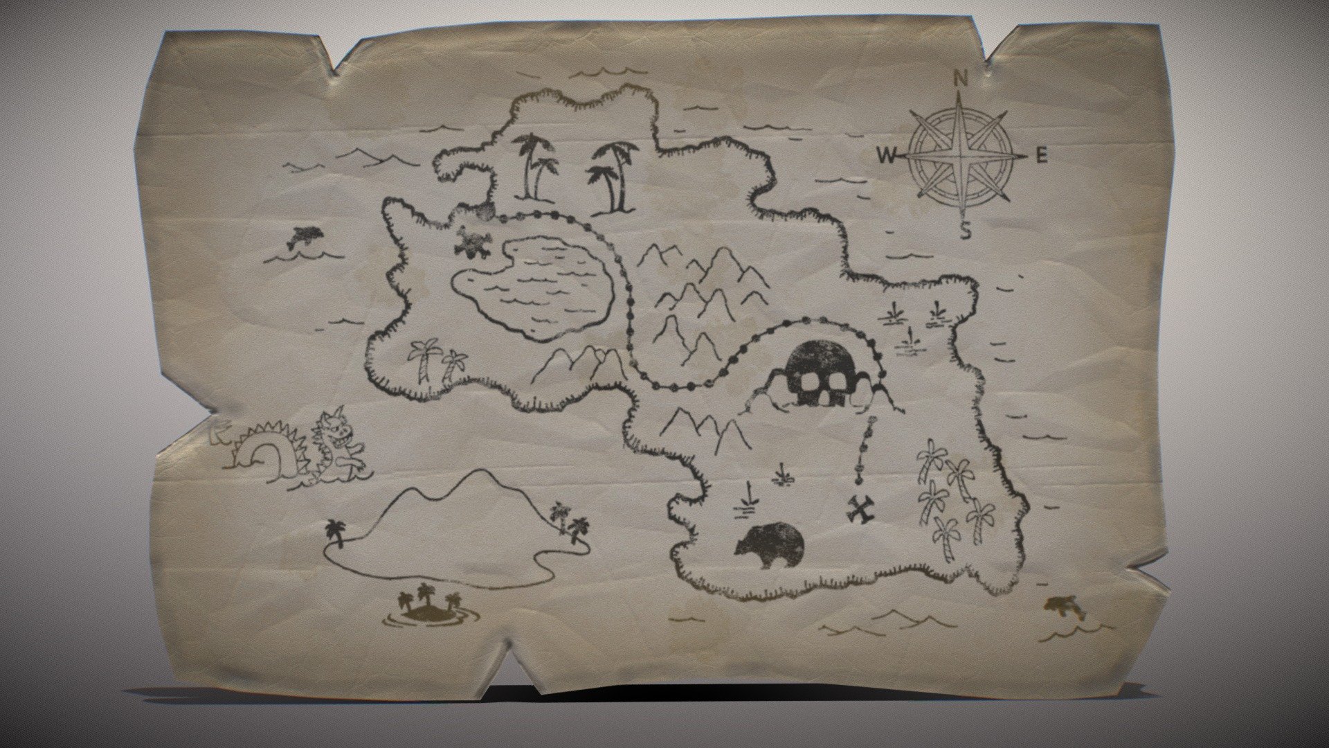 Cool Styled Pirate Map - Download Free 3D model by Incg5764 [603e993 ...