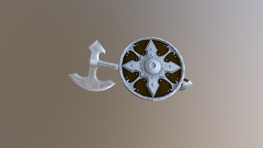 FANTASY AXE AND SHIELD - 3D model by CaveIn [6046baa] - Sketchfab