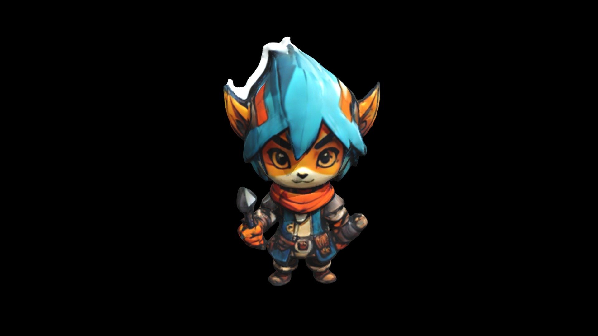 a sticker of a cartoon character holding a sh - Download Free 3D model ...