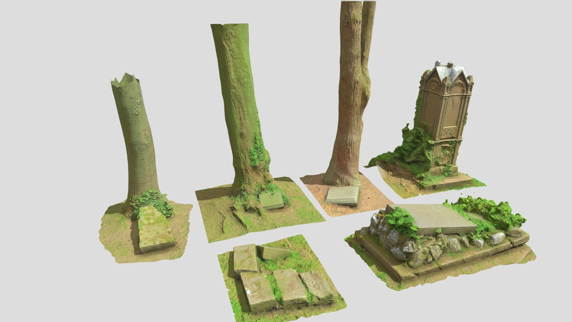 Gravestones Old Overgrown Scan Set - Buy Royalty Free 3D model by Per's ...