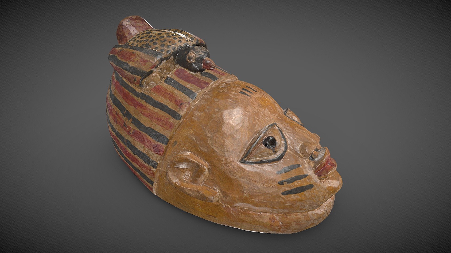 Masque gélédé coiffé d'un oiseau - Download Free 3D model by Alienor.org, Conseil des musées ...