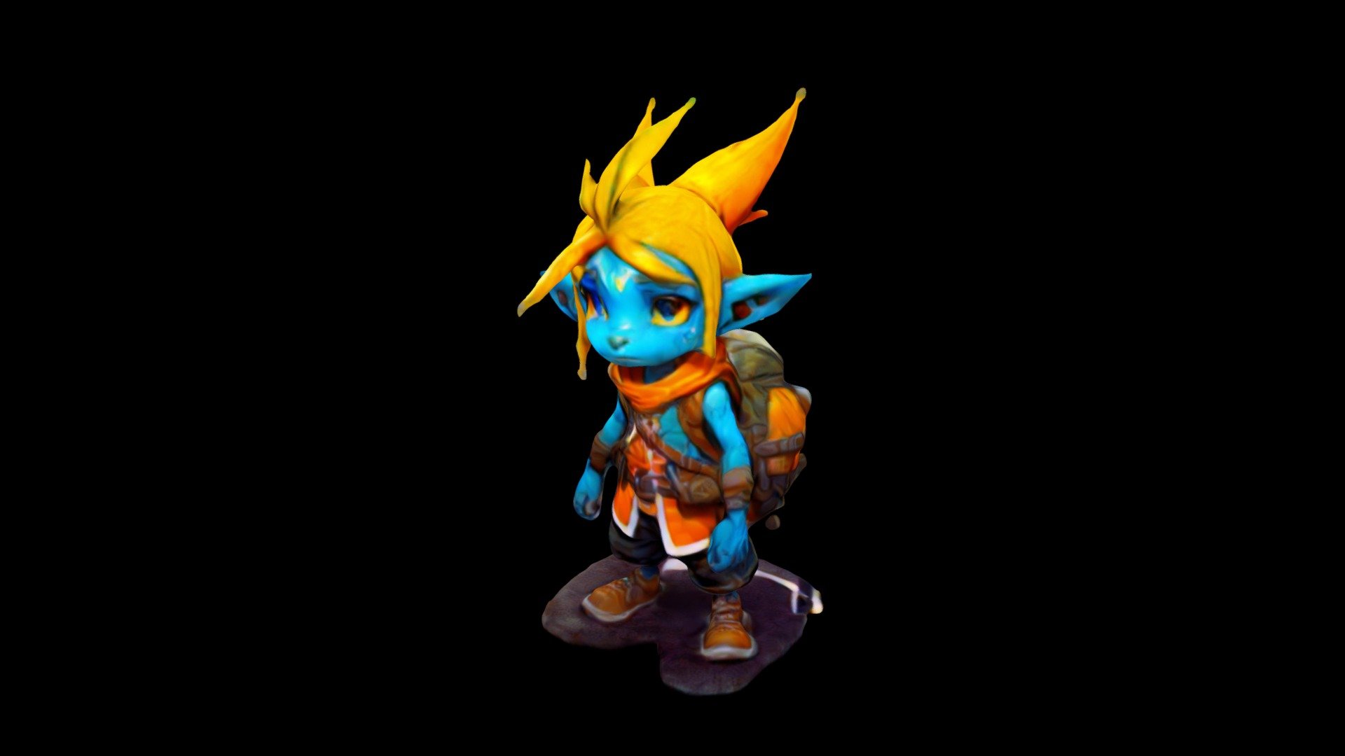 a blue character with blonde hair and blue skin - Download Free 3D ...