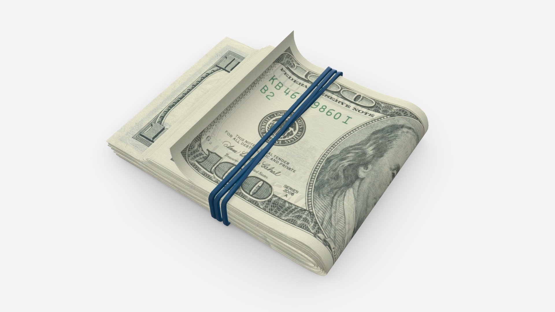 American dollar stack tied with rubber - Buy Royalty Free 3D model by ...