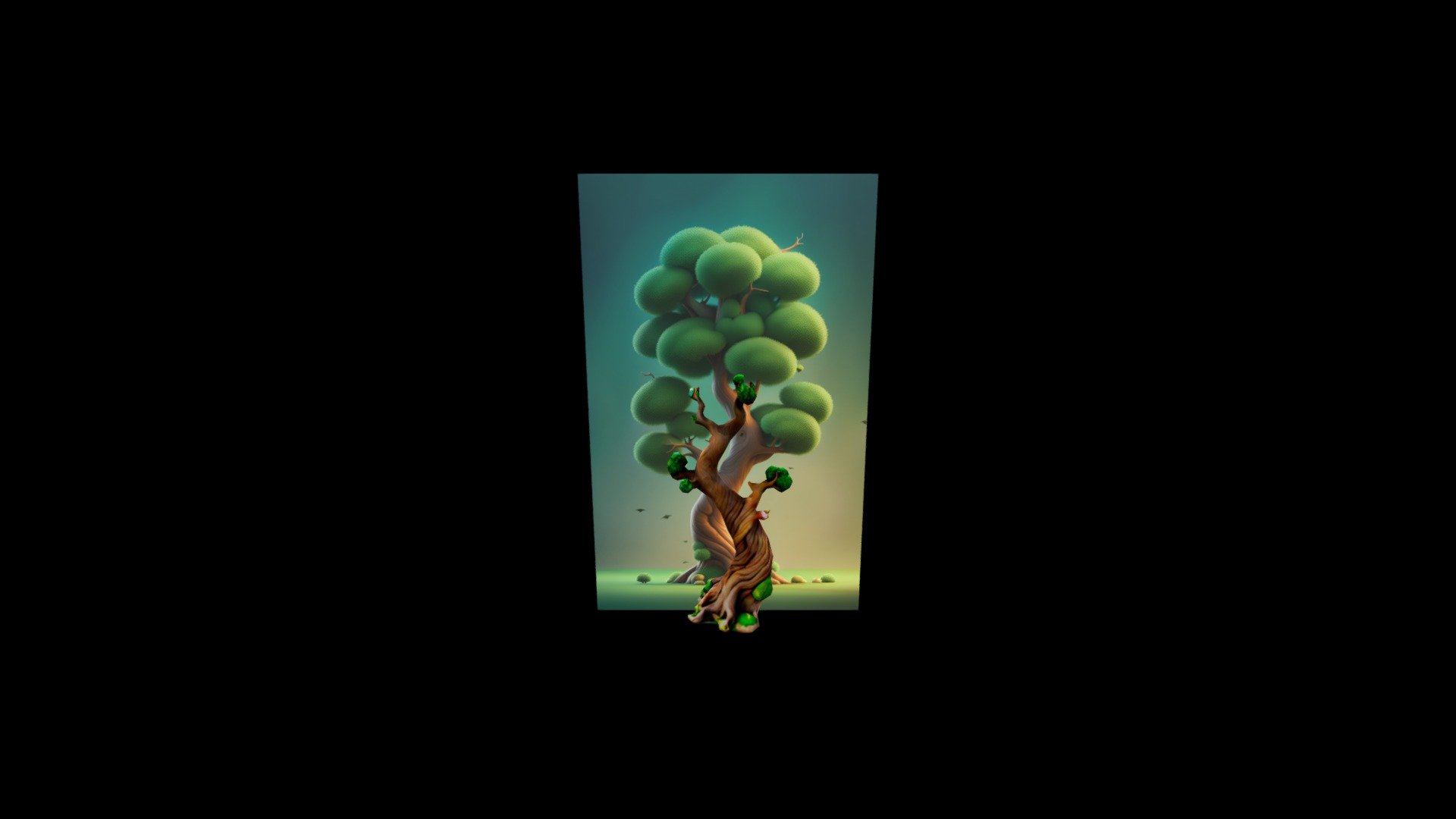 a of a tree with a bird flying around it, 3 d - Download Free 3D model ...
