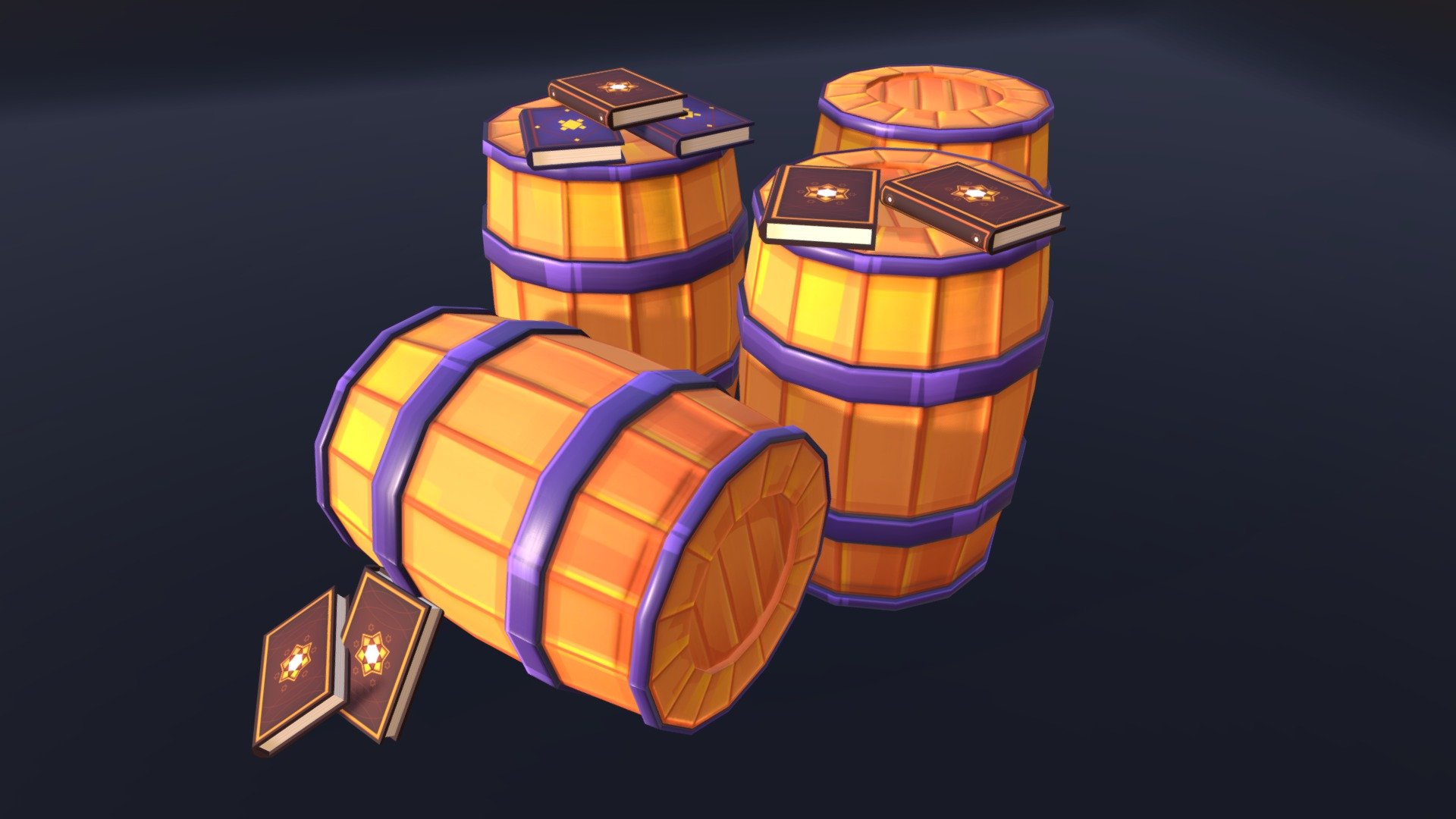 Barrel 3D Lowpoly Model + Magical Books - Download Free 3D model by ...