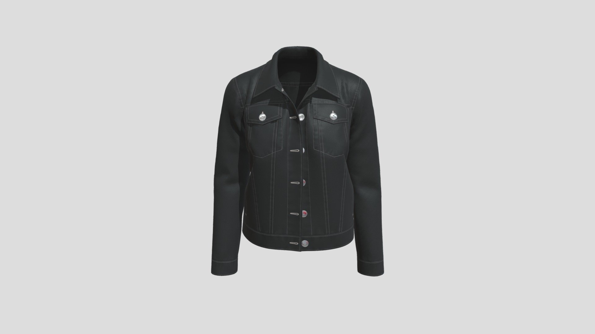 Women Denim Jacket Unbuttoned Black - Buy Royalty Free 3D model by ...