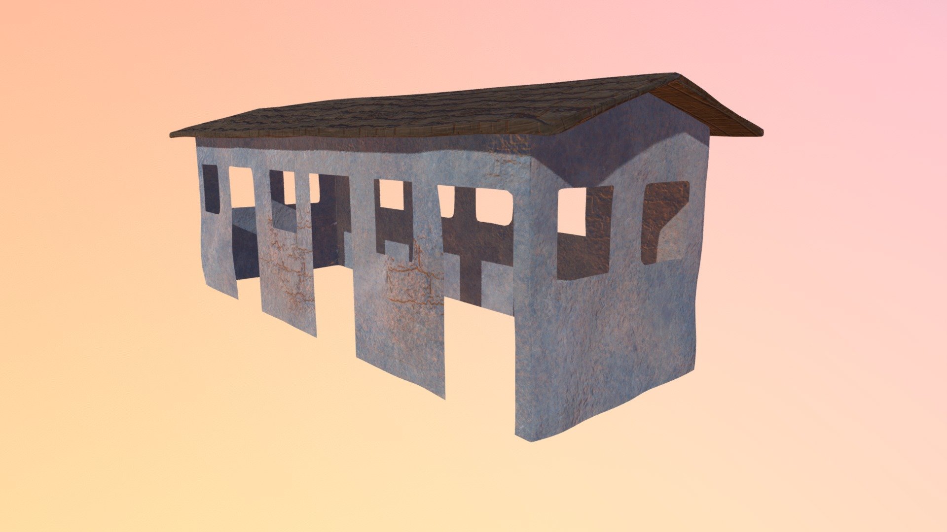 Adobe House structure 3 apartments - Download Free 3D model by ...