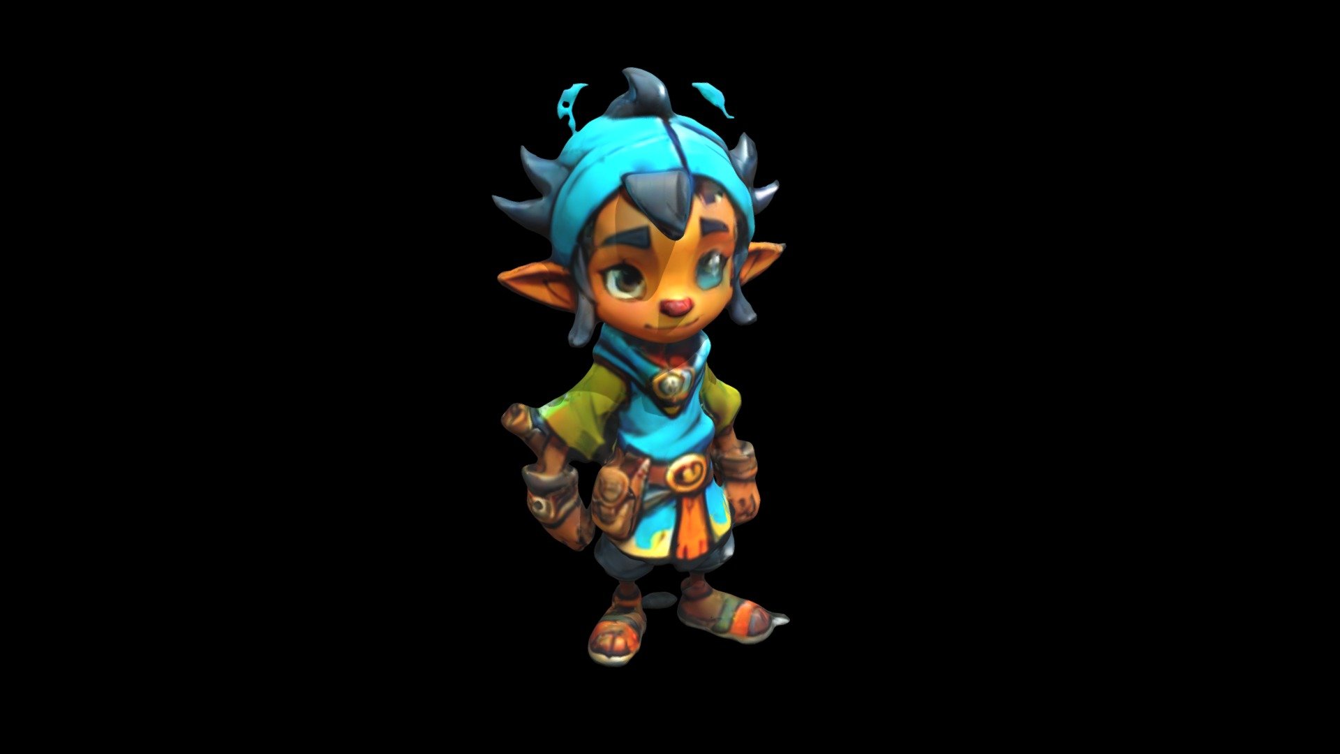 a cartoon character is wearing a blue and gre - Download Free 3D model ...