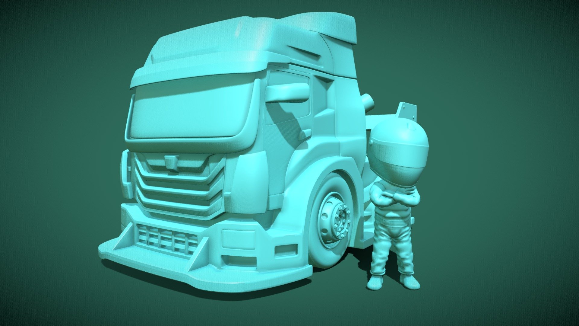 Toon truckracing + driver (3dpaint) - Buy Royalty Free 3D model by ...