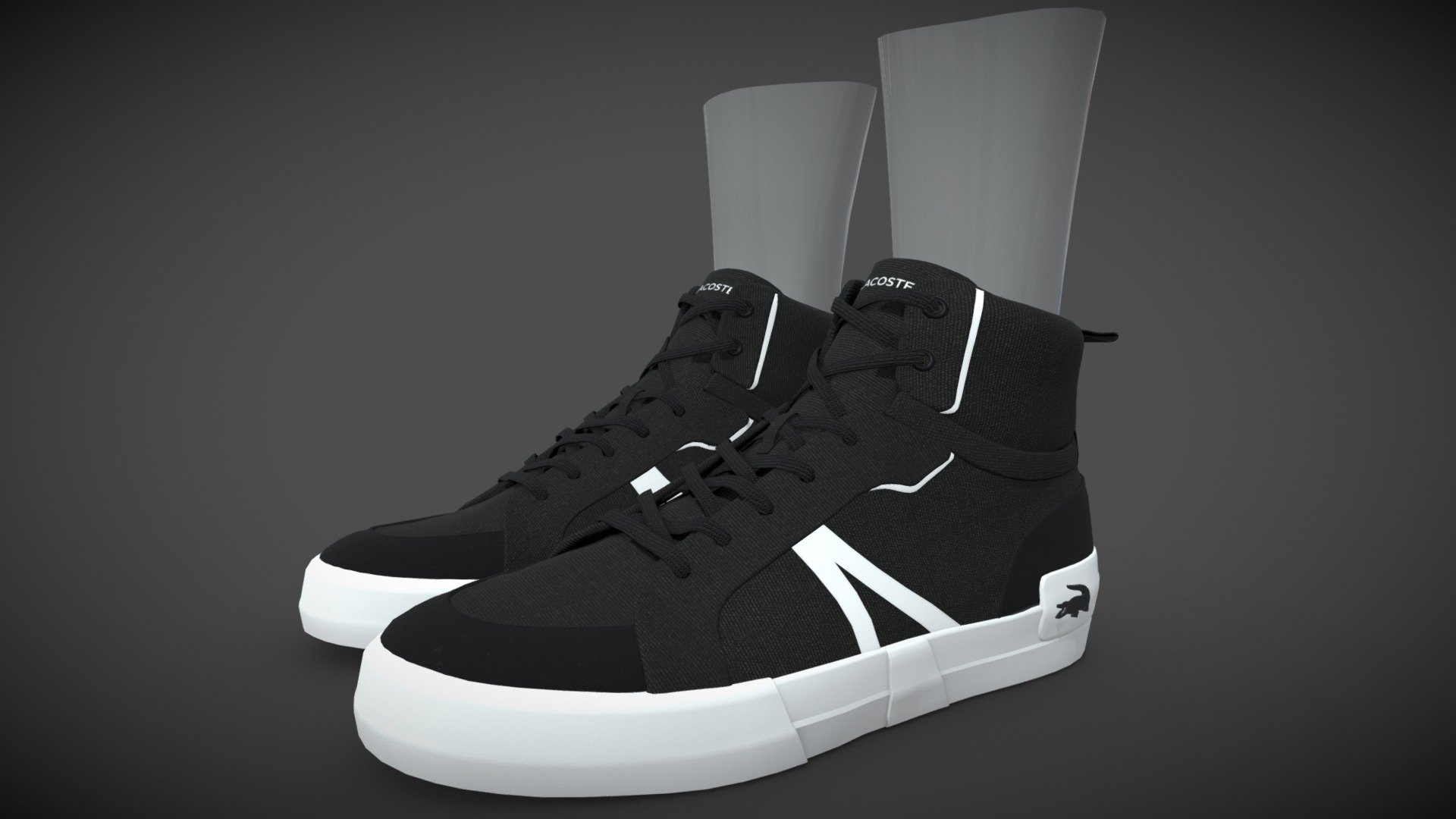 Lacoste Mid Canvas Sneakers Black White - Buy Royalty Free 3D model by ...
