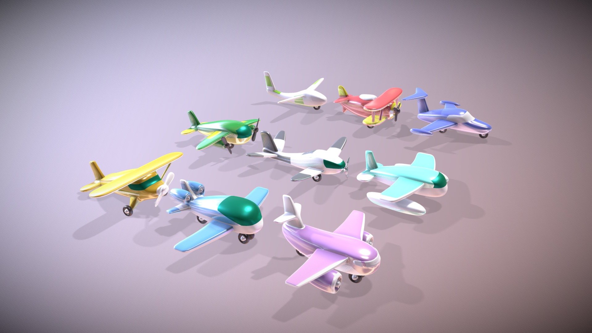Stylized little airplanes pack - Buy Royalty Free 3D model by Shim ...