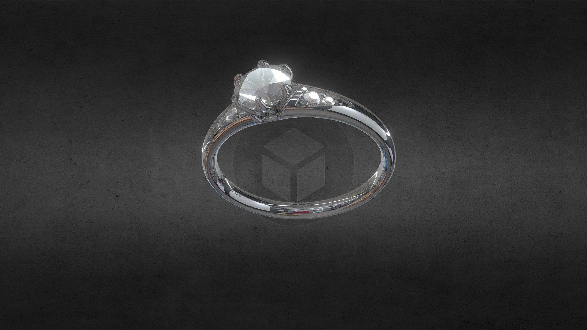 DIAMOND SOLITAIRE WITH SIDE STONES IN WHITE GOLD - 3D model by Williams ...