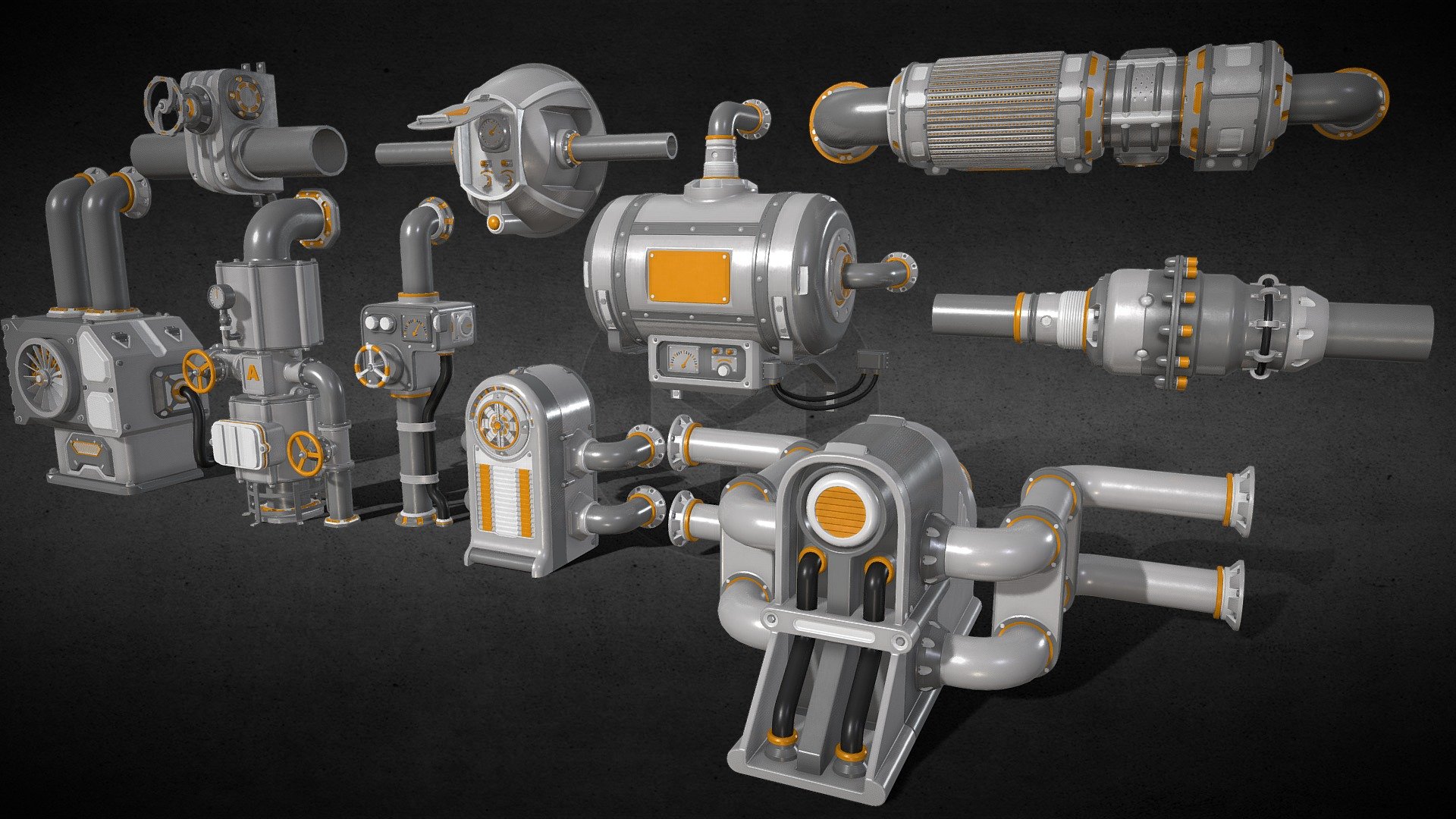 Wall Tube Mechanism Props 2 - 10 pieces - 3D model by 3d.armzep ...