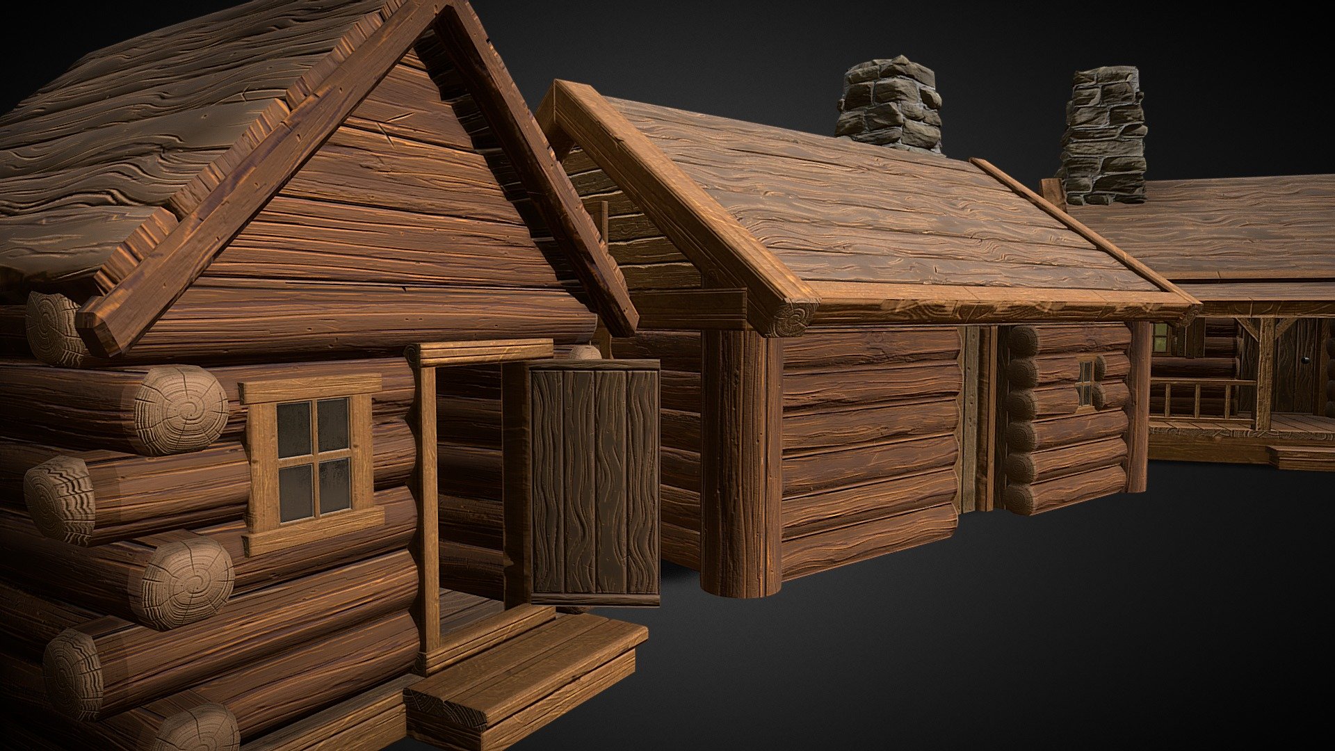 Stylized Log Cabin Game Models [UPDATED] - Buy Royalty Free 3D model by ...