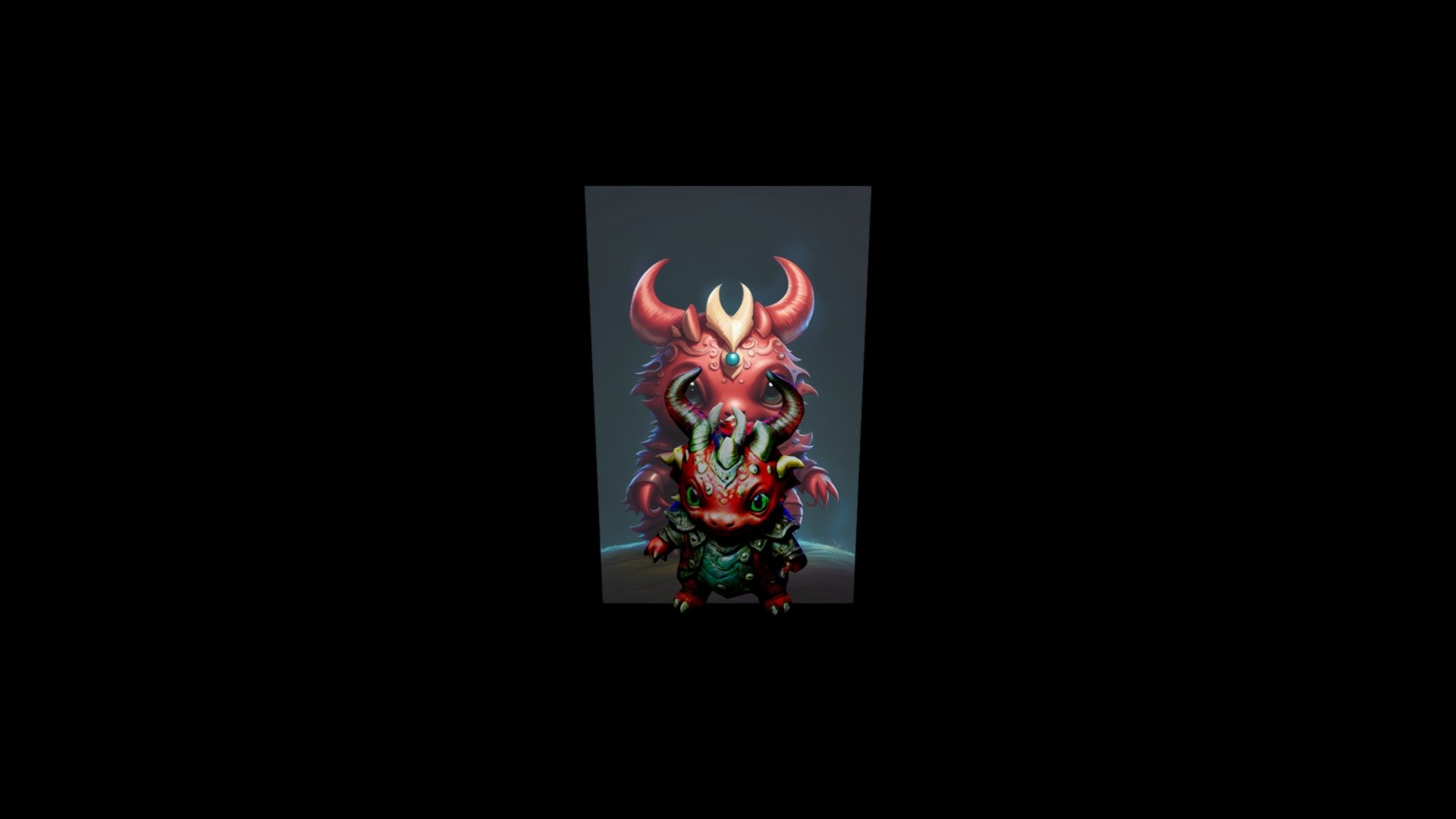 a red dragon with horns and a horned head, cute - Download Free 3D ...