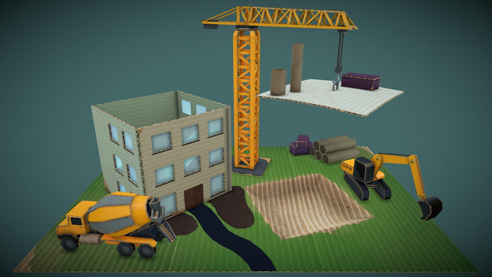 Cardboard Construction Site - 3D model by PAYA-PAYA [612d605] - Sketchfab