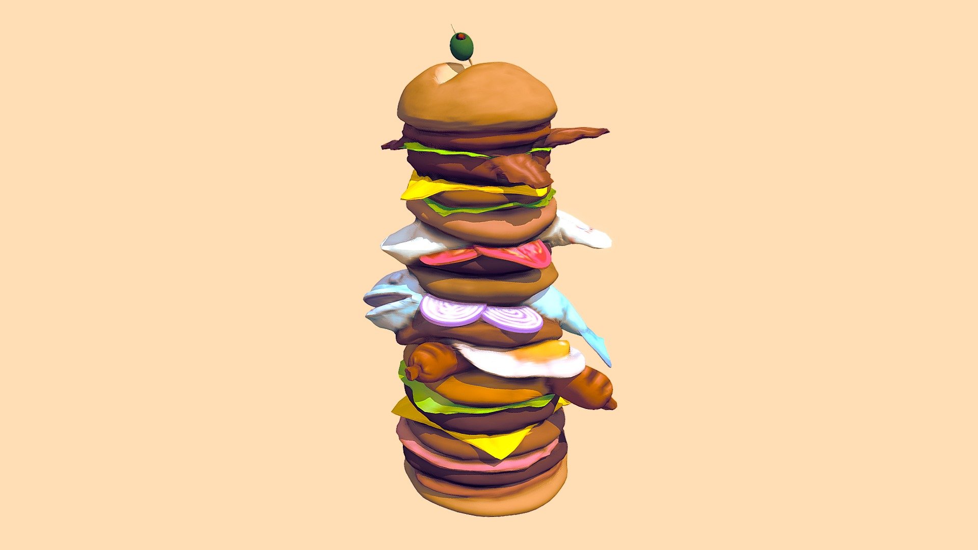 Stacked burger - 3D model by jata-art [6131621] - Sketchfab