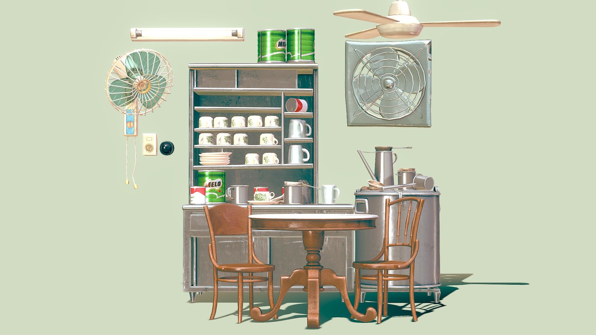 Kopitiam Asset | Nanyang Coffee Shop Asset - 3D model by IceCream Gan ...