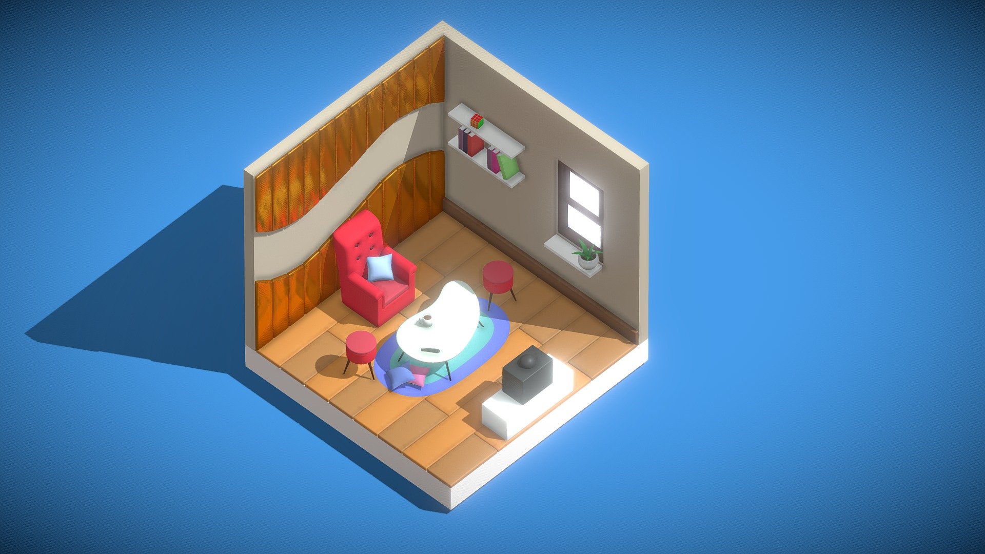 Isometric Living Room 01 - 3D model by KennyT [614d9e2] - Sketchfab
