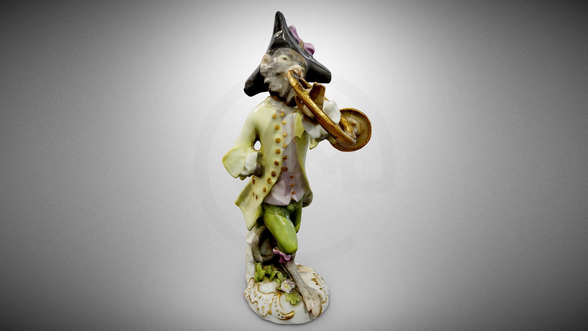 Statuette of a Monkey Playing the Horn - Download Free 3D model by ...