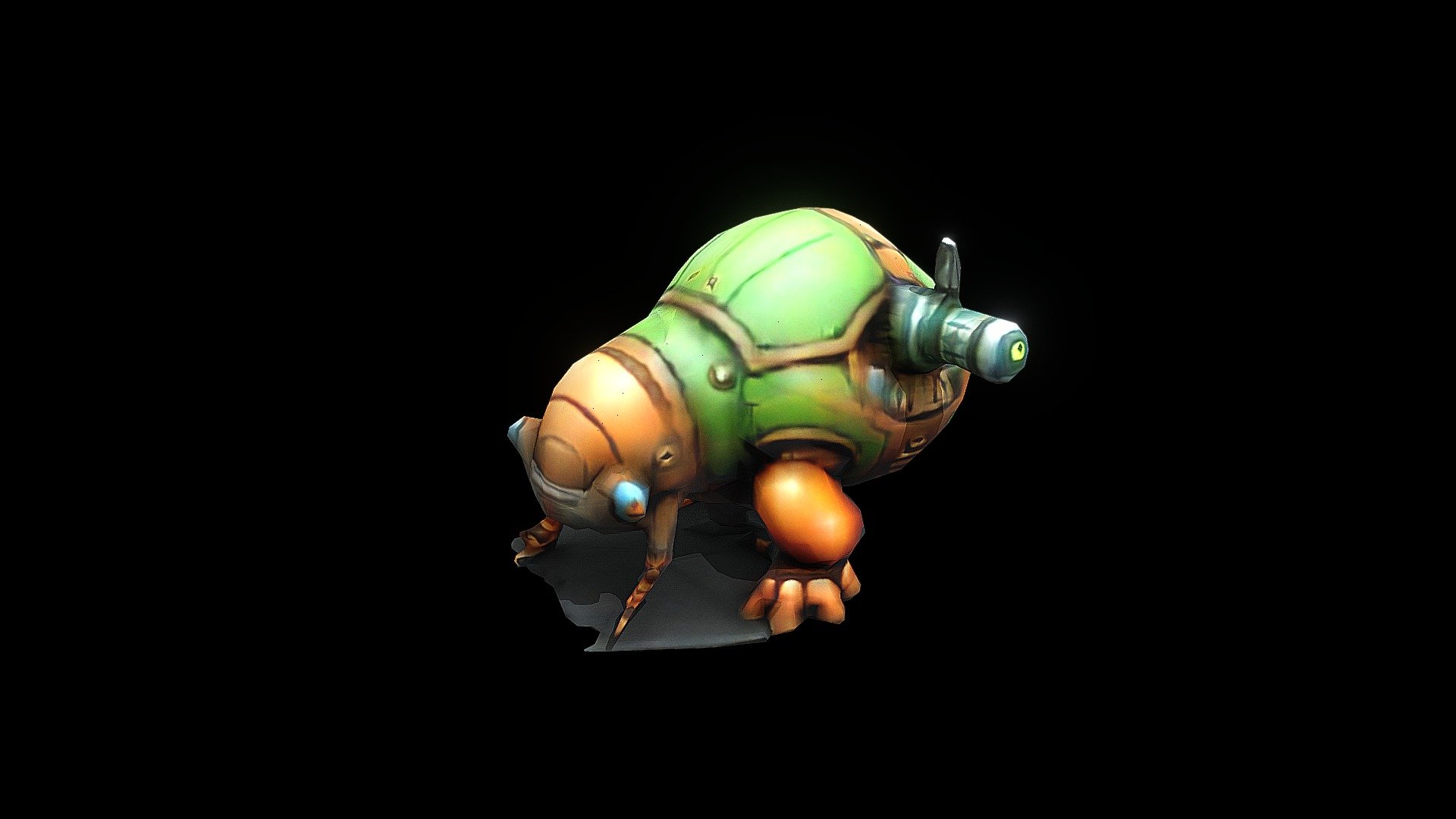 a green and brown robot with a green light on - Download Free 3D model ...
