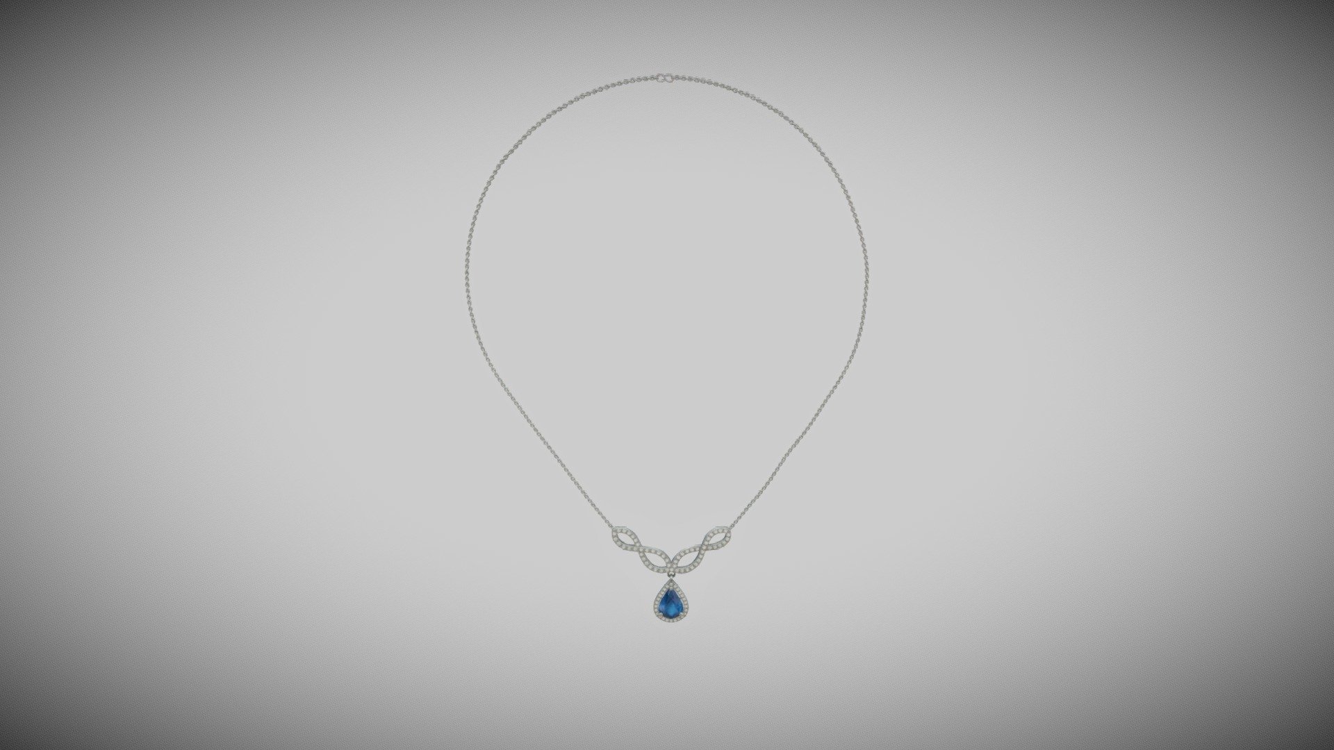 Collier Sissi Or Blanc Saphir Diamant - 3D model by promil.kumar ...