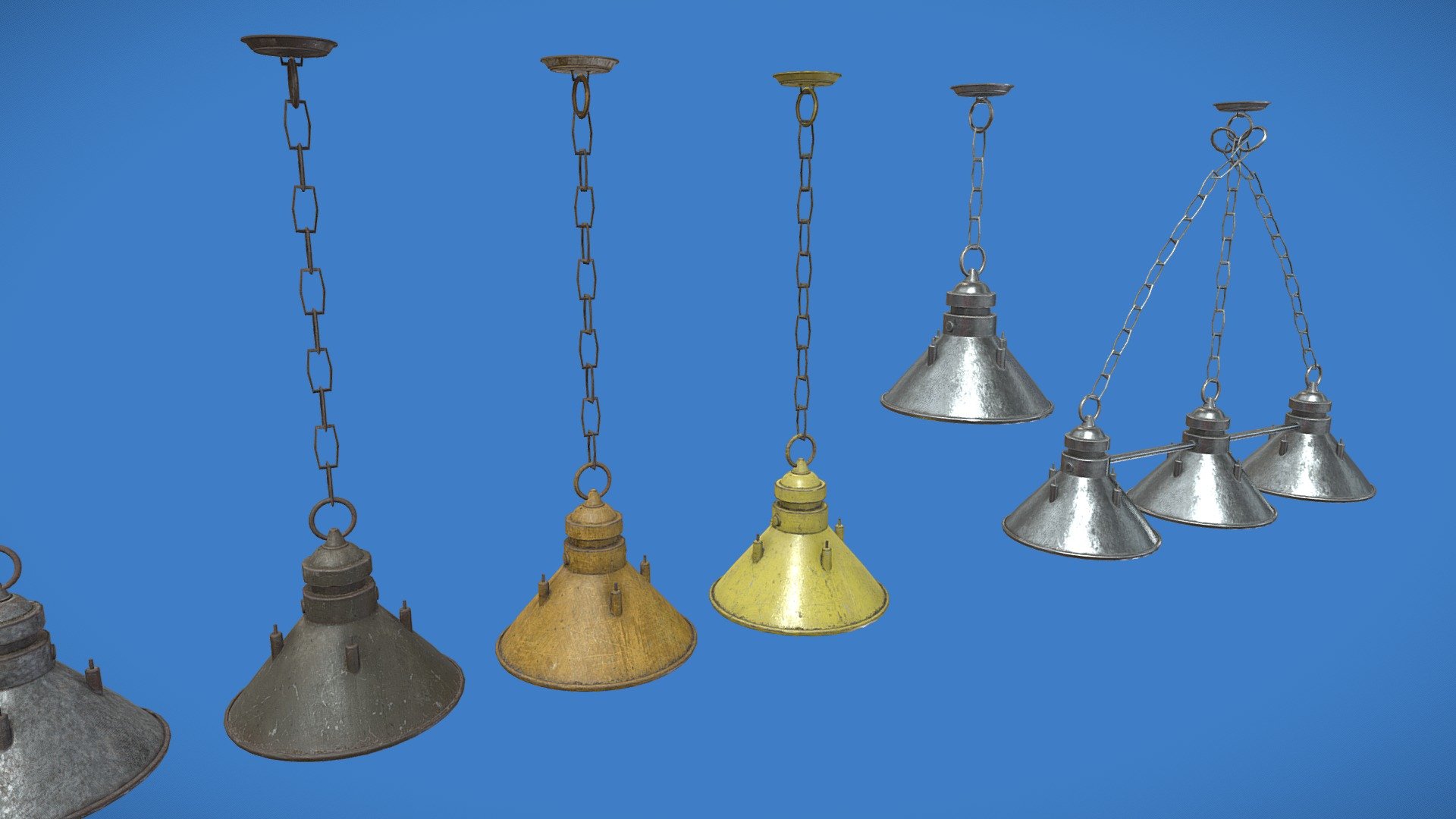Industrial Hanging Ceiling Lights Type A - Download Free 3D model by ...