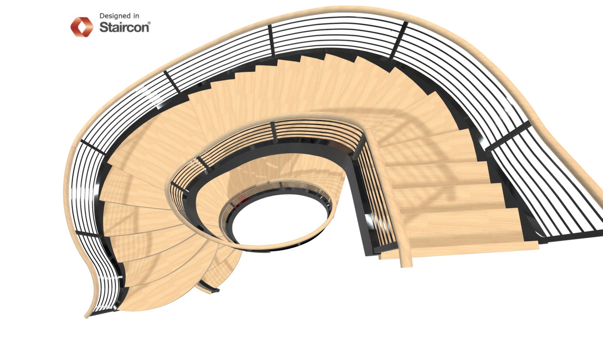 Curved Stair With Rods - 3D model by 3D Software for Stair Design and ...