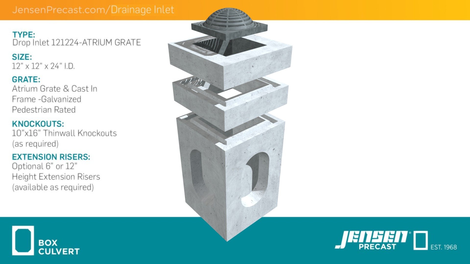 Jensen Precast Drop Inlet 121224 Atrium Grate - 3D model by ...