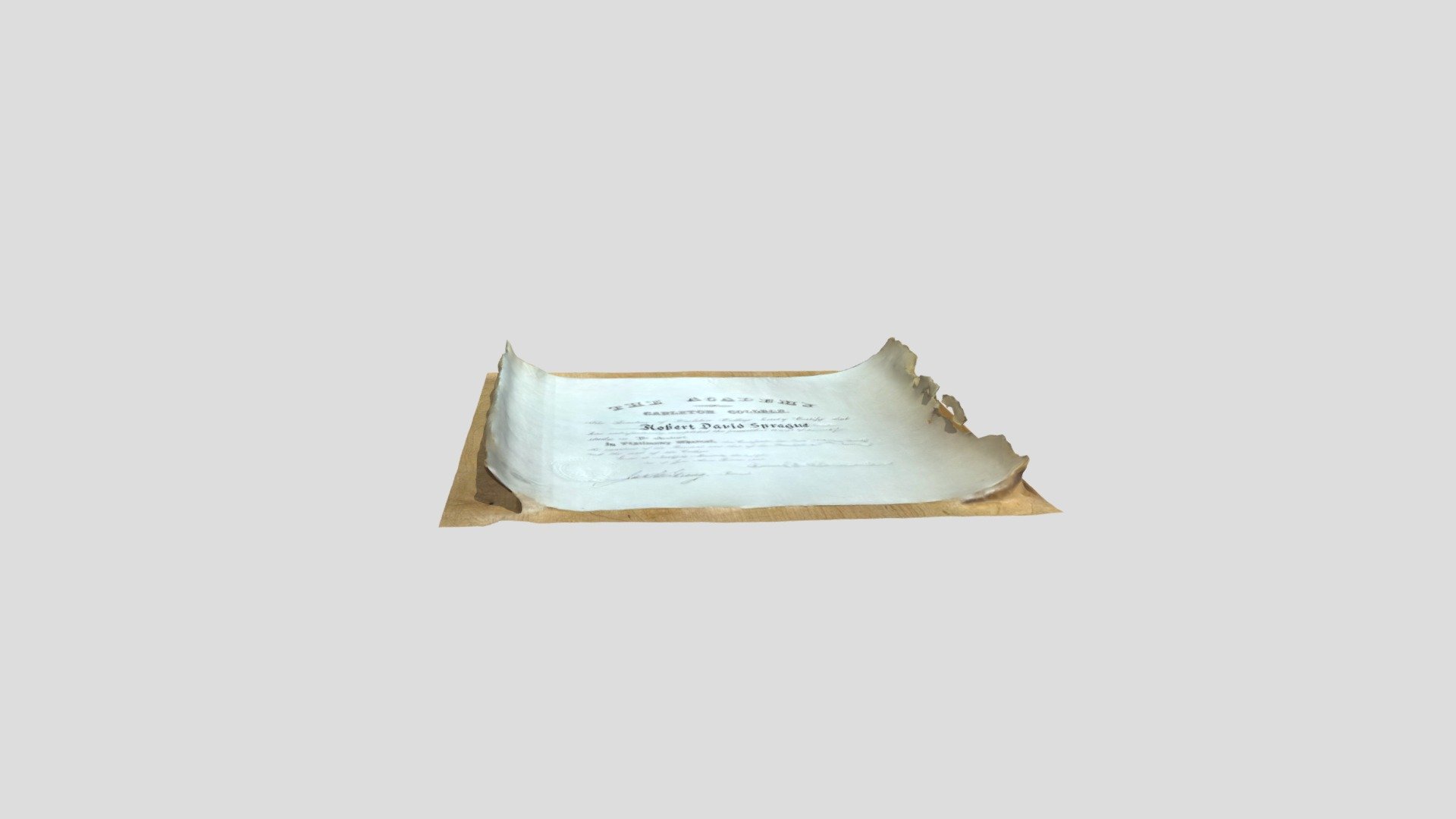 Carleton Diploma - 3D model by mbratton [61a13b1] - Sketchfab