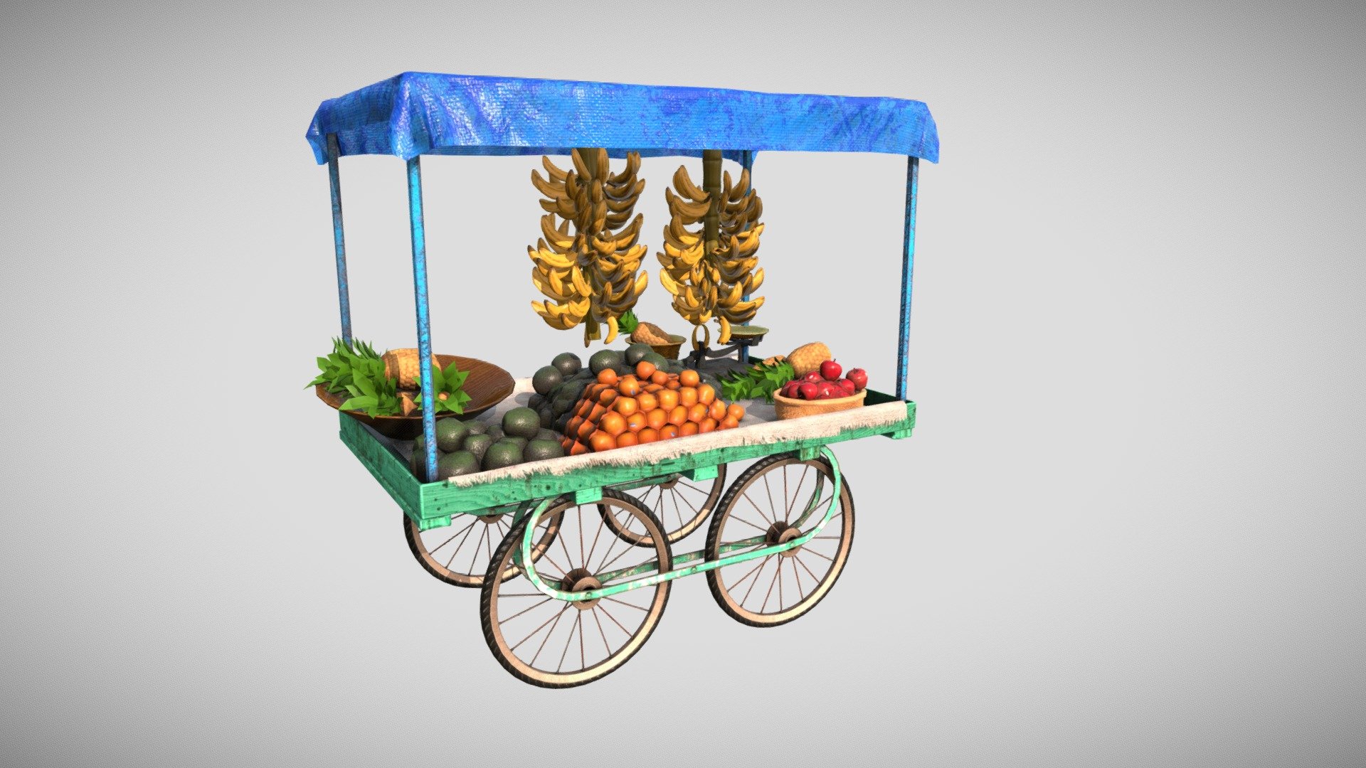 Fruit Cart - 3D model by Melissa (@MelissaPrim) [61a472a] - Sketchfab