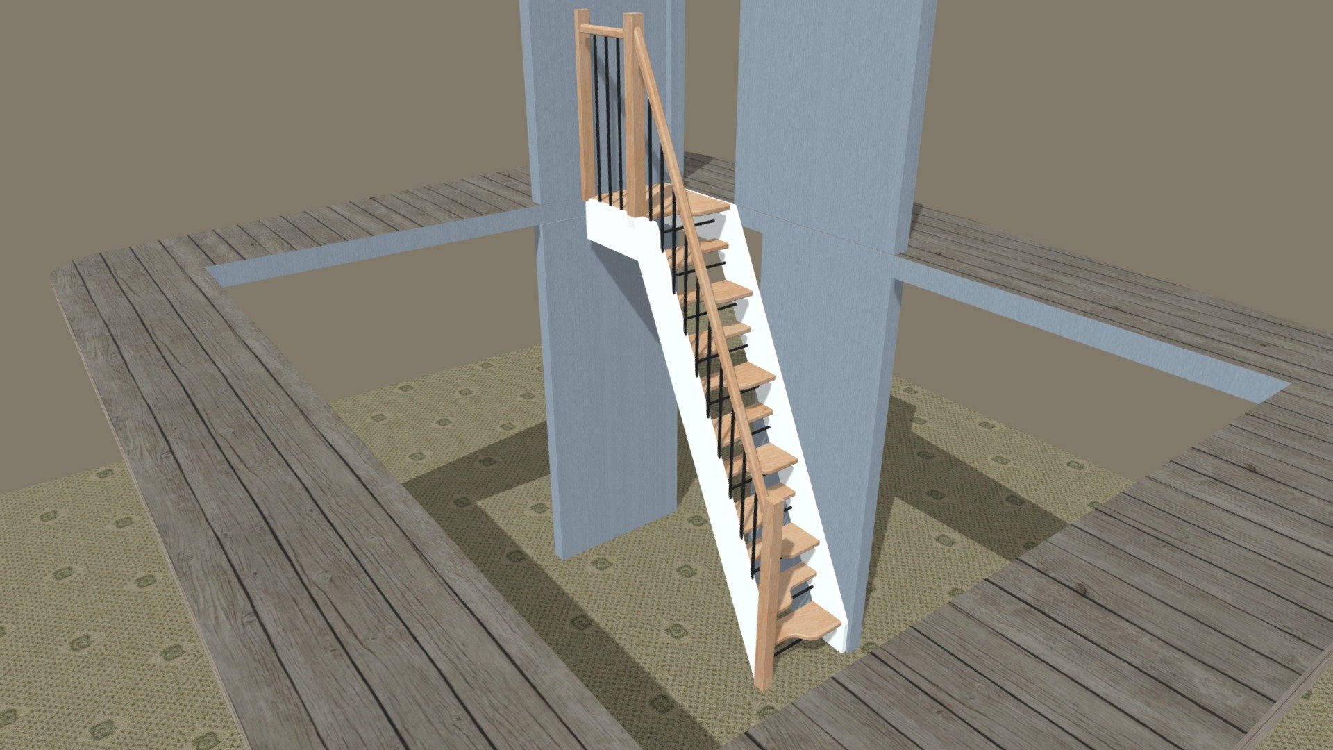 Mercado alternating stair with rail - 3D model by TopTreadStairways ...