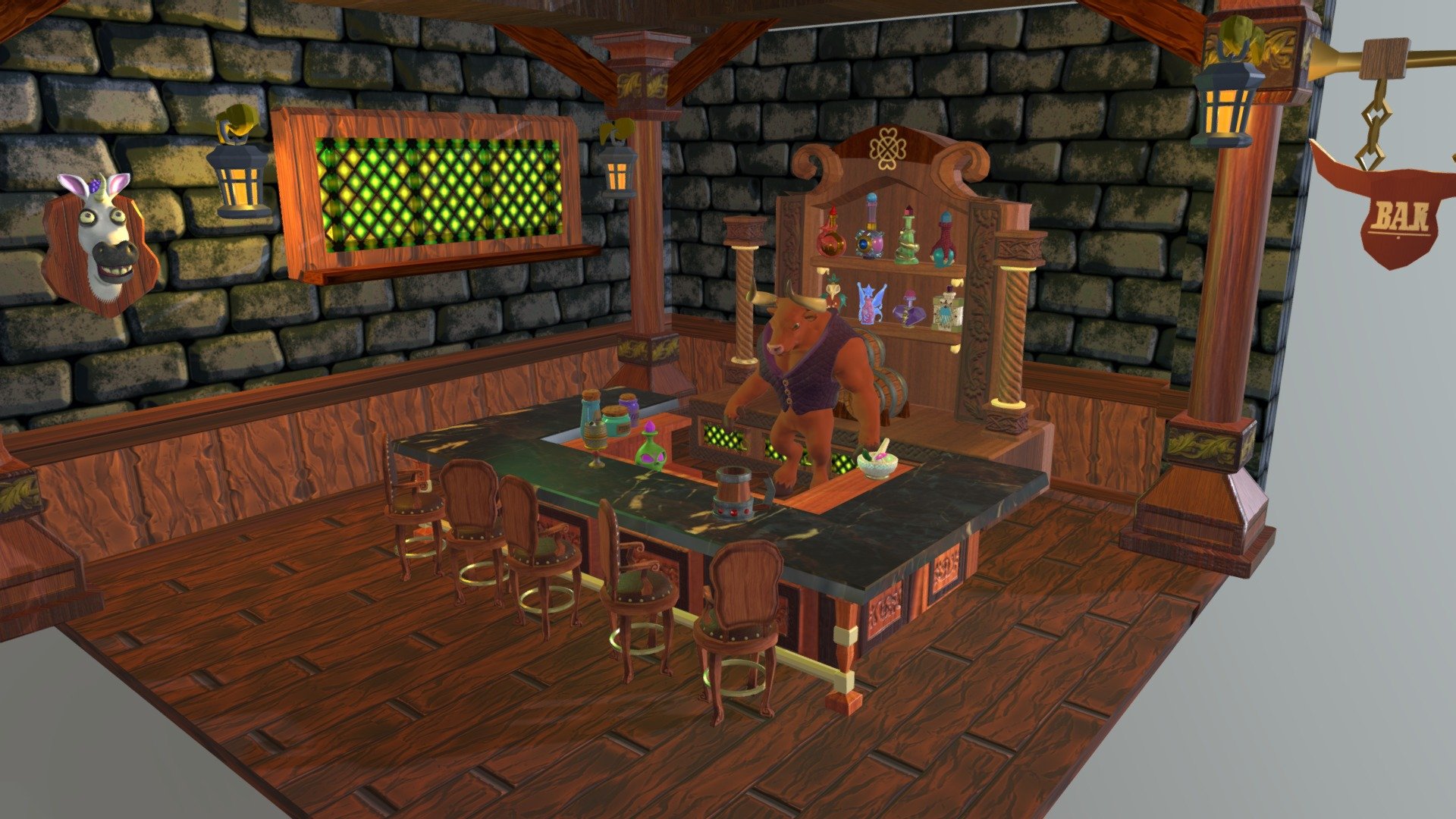 Minotaur's Elixer Cocktail Bar - Download Free 3D model by katie.mutton ...