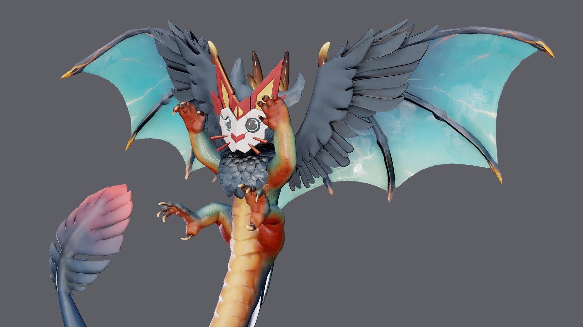 Masked Dragon - 3D model by JennaVanWezemael [61b0959] - Sketchfab