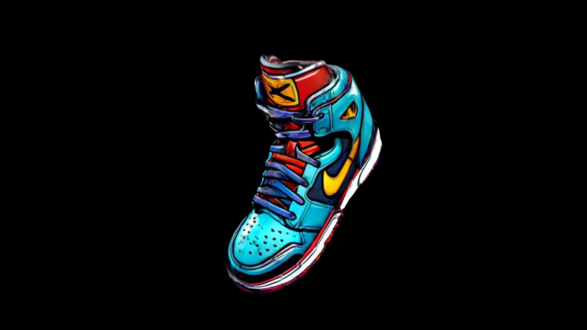 The image is a cartoon illustration of a Nike sh - Download Free 3D ...