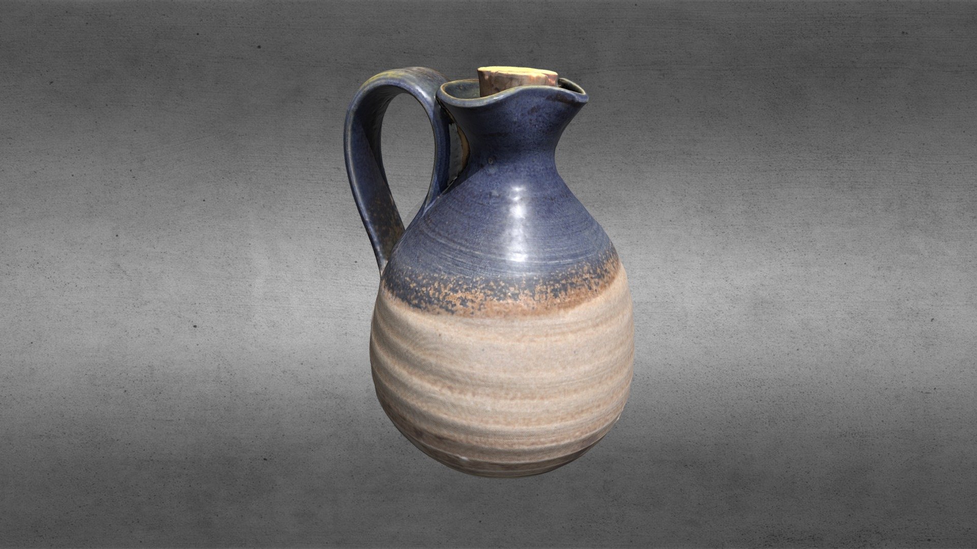 Small blue glazed jug with cork - 3D model by MenaModels [61ddceb ...